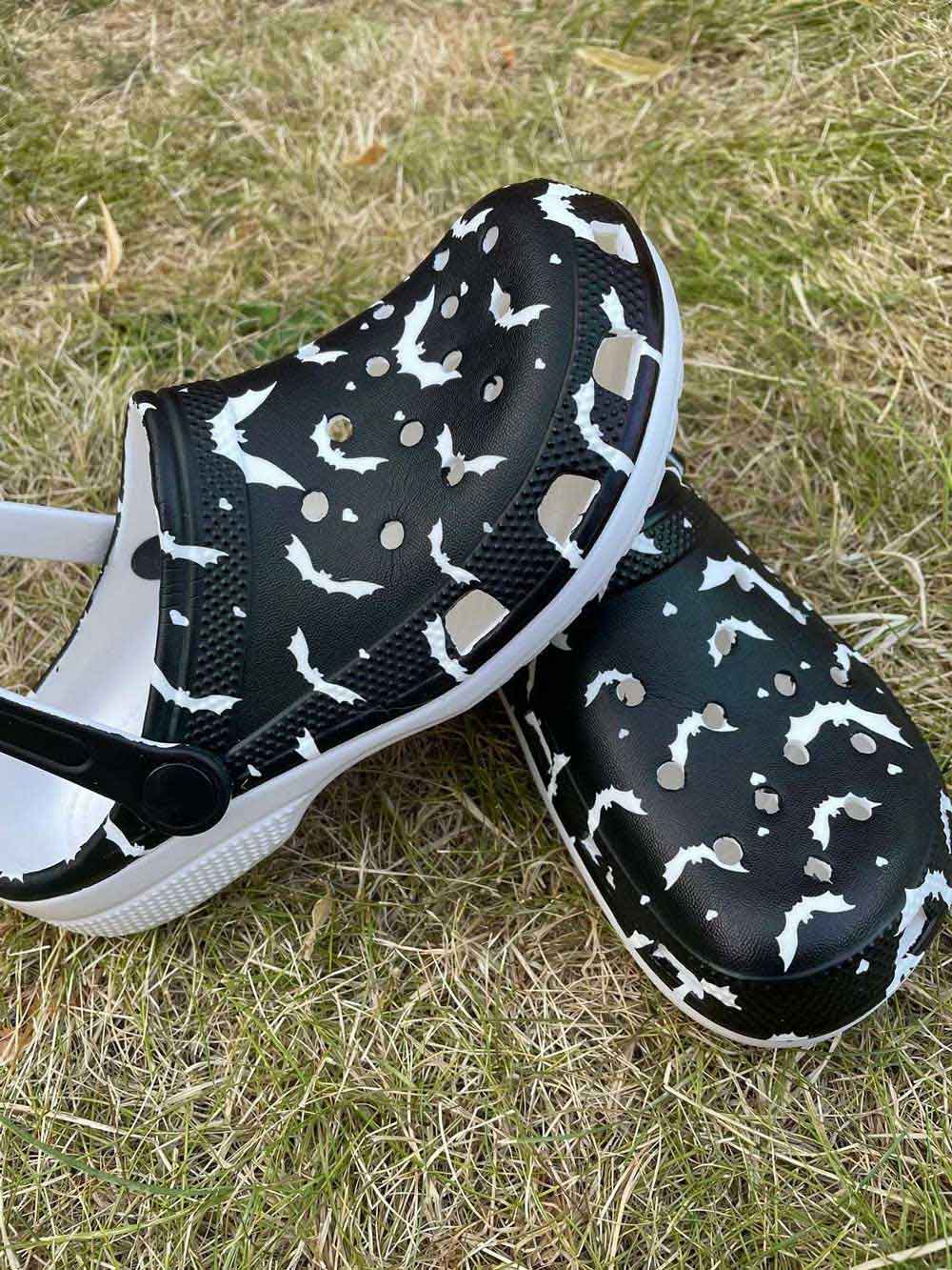 Black & White Gothic Bat Print Style Crocs Clogs Crocband Shoes ...