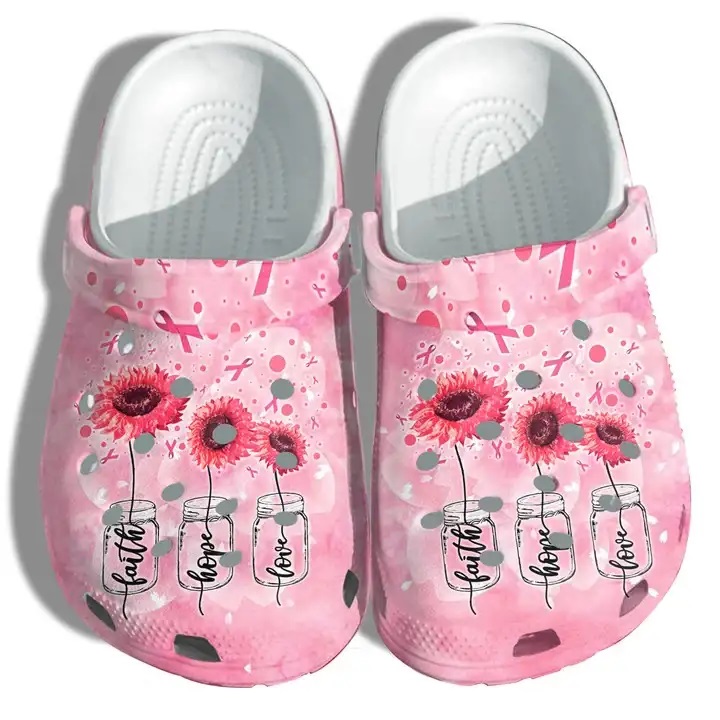 Breast Cancer Awareness Crocs Pink Ribbon Faith Hope Love Sunflower ...