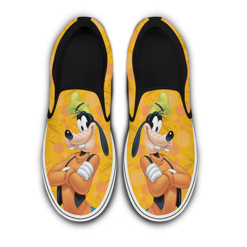 Goofy Orange Disney Pattern Slip On Shoes - 90sfootwear - Custom ...