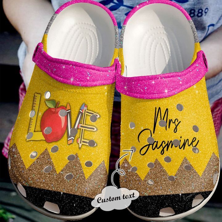 Love Letter Teacher Custom Name Glitter Color Crocs Crocband Clog Shoes ...