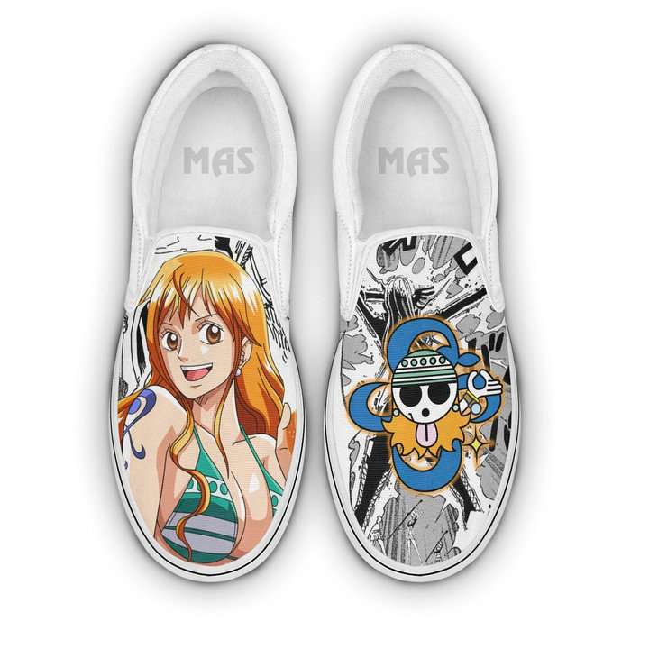 Nami Shoes One Piece Anime Slip On Sneakers - 90sfootwear - Custom ...