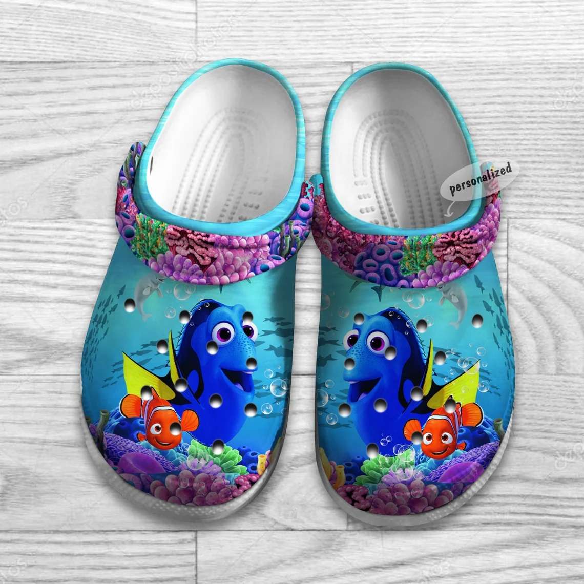 Nemo And Dory Fish Blue Sea Pattern Disney Graphic Cartoon Crocs Clogs ...