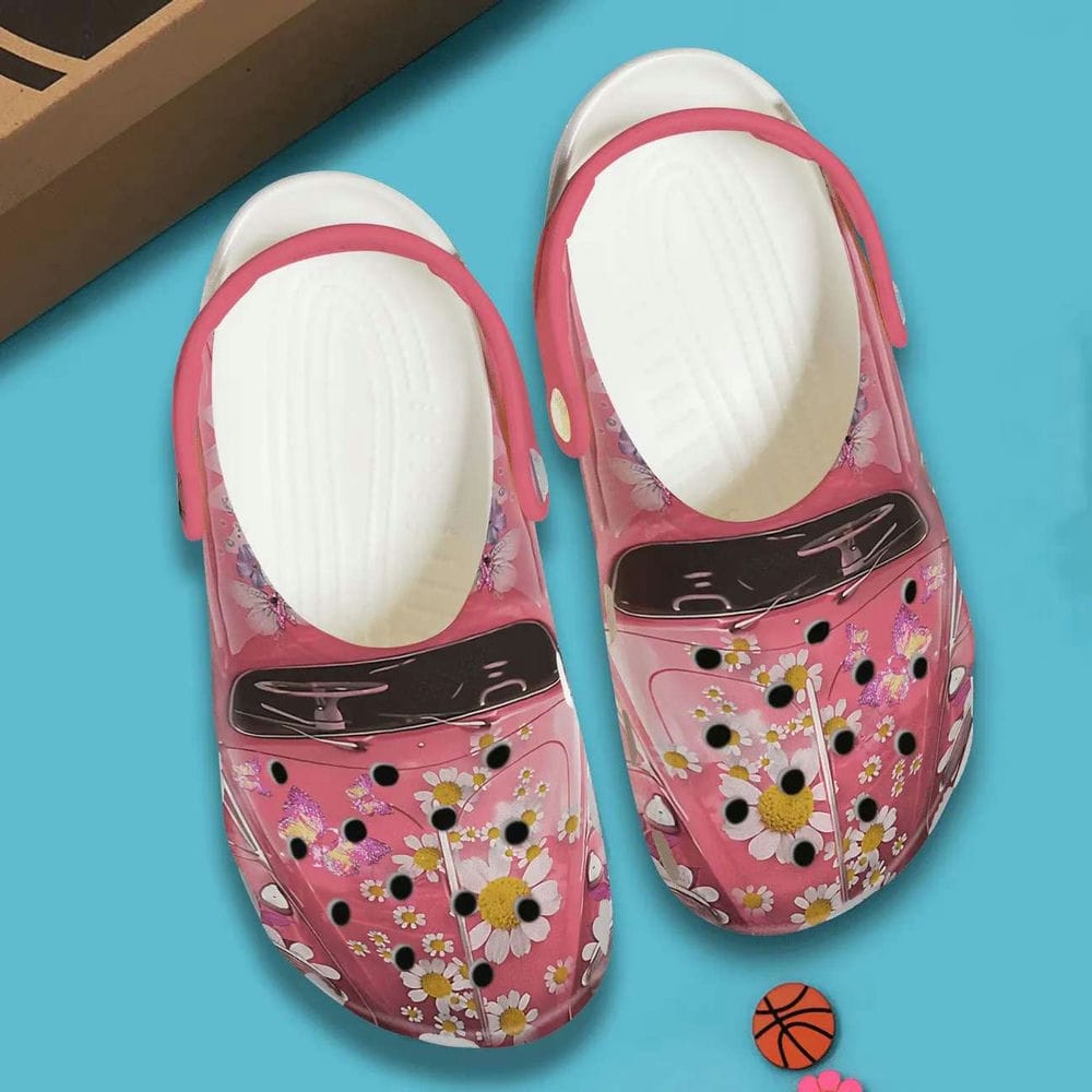 Personalized Breast Cancer Crocs Pink Car Daisy Flower Crocs Clogs ...