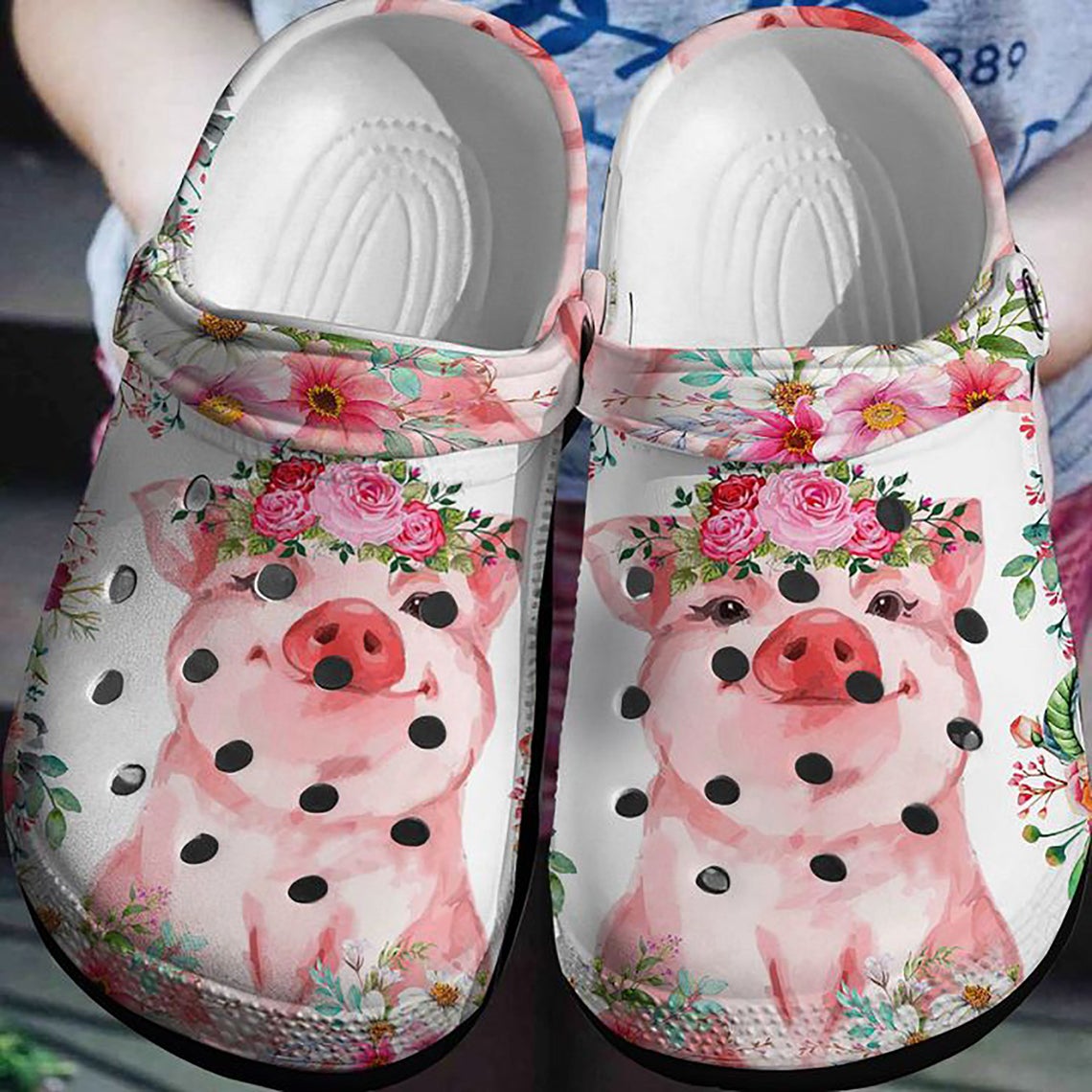 Pig Flower Farmer Crocband Crocs Clogs - 90sfootwear - Custom Graphic ...