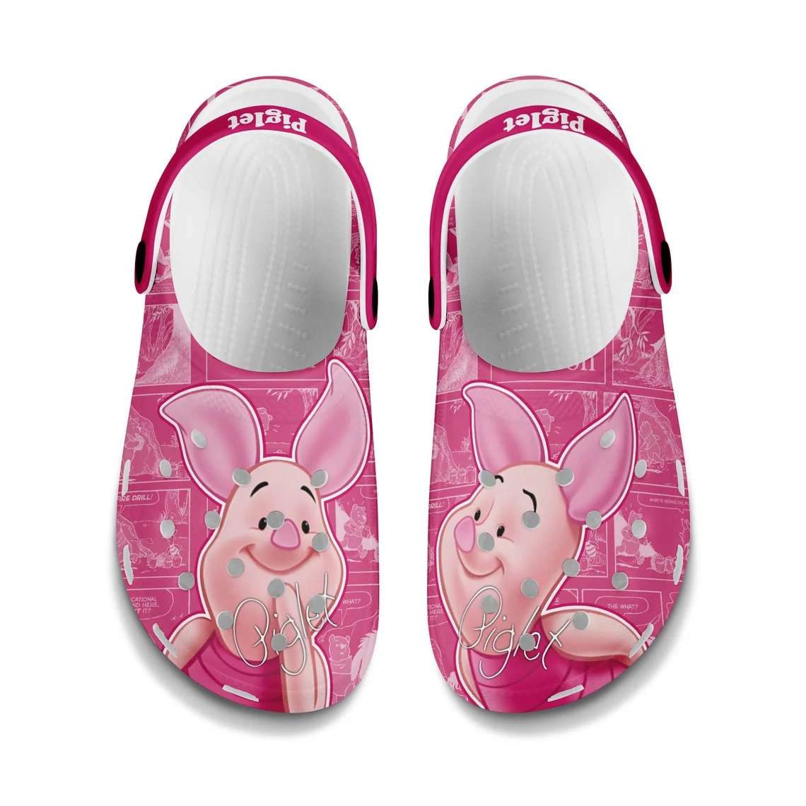 Piglet Cute Pig Pink Pattern Disney Graphic Cartoon Crocs Clogs ...