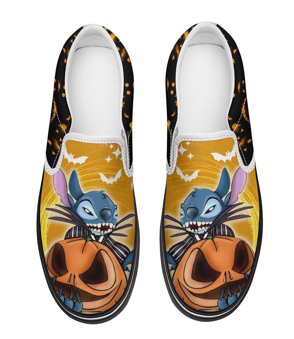 Stitch Horror Pumpkin Lilo & Stitch Movie Halloween Slip On Shoes ...