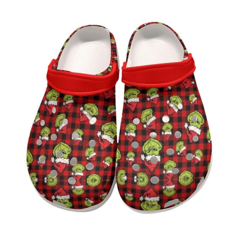 The Grinch Red Plaid Christmas Crocs Clogs Crocband Shoes - 90sfootwear ...